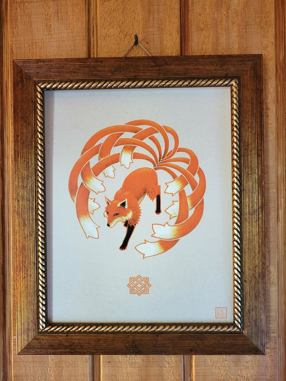 Kitsune Nine-tail Celtic Fox Knot Art Print Japanese Folklore - Etsy