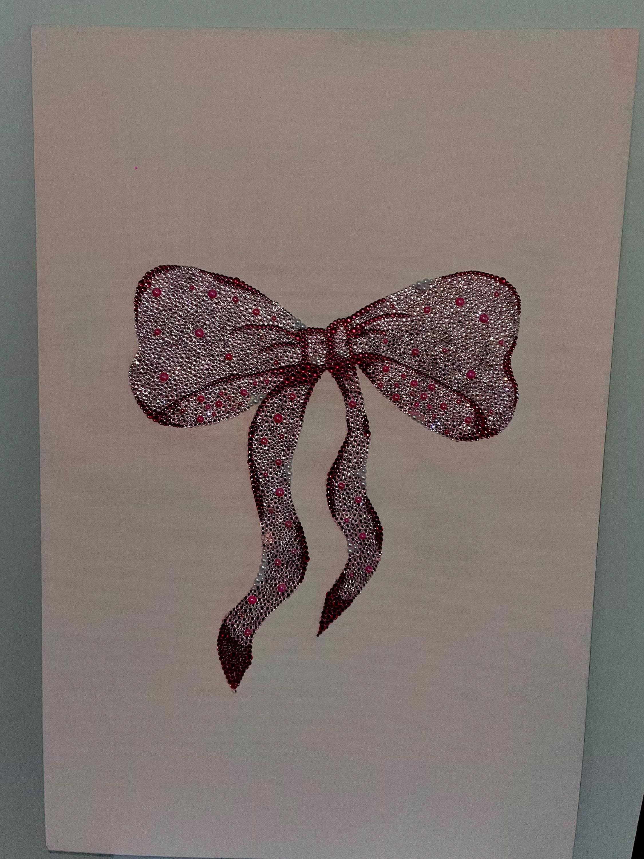 Bedazzled Pink Bow Painting. Large Portrait 50cm X 75cm. Hand ...