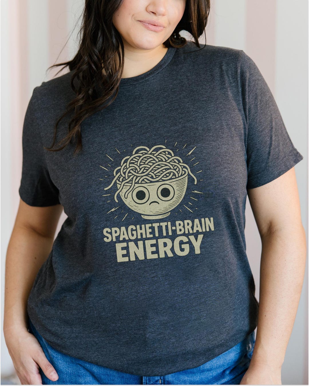 Spaghetti Brain Energy Shirt Funny Burnout Meme Tee Retro Comic Noodle ...