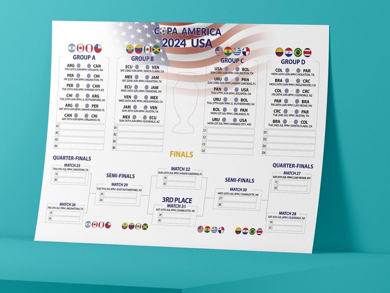 COPA America 2024 USA Soccer Schedule Digital Download Printable and ...