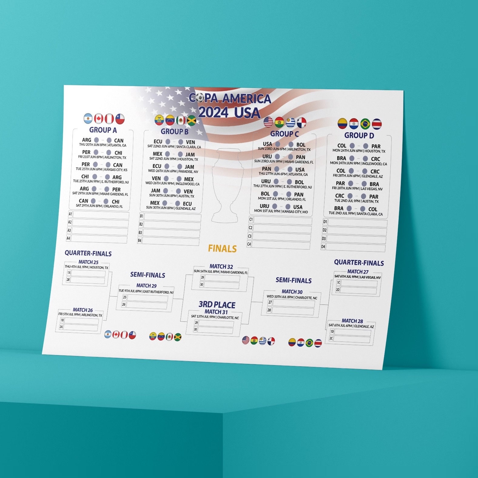 COPA America 2024 USA Soccer Schedule Digital Download – Printable and ...