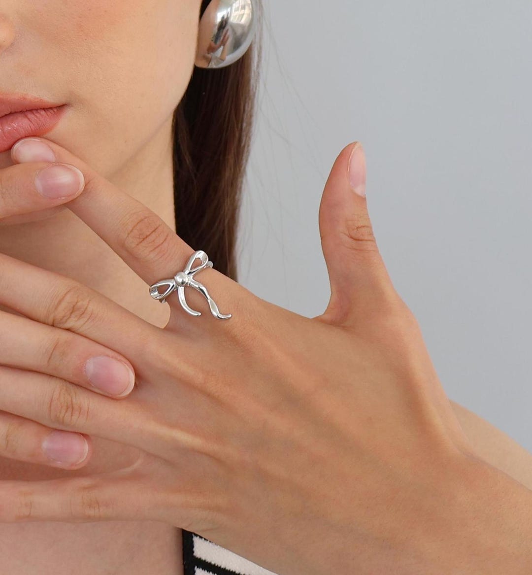 Bold Silver Adjustable Ring With Bow Chic & Stylish Jewelrylarge Bow Ring - Etsy