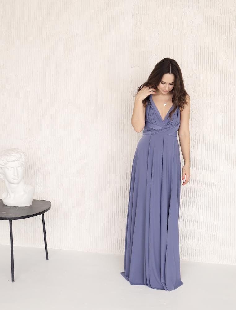 Steel Blue Bridesmaid Dress, Steel Blue Infinity Dress, Steel Blue ...