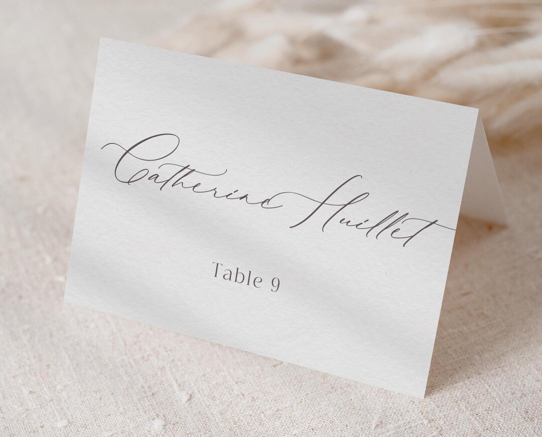 Elegant Place Card Template With Script Font, Canva Editable Wedding ...