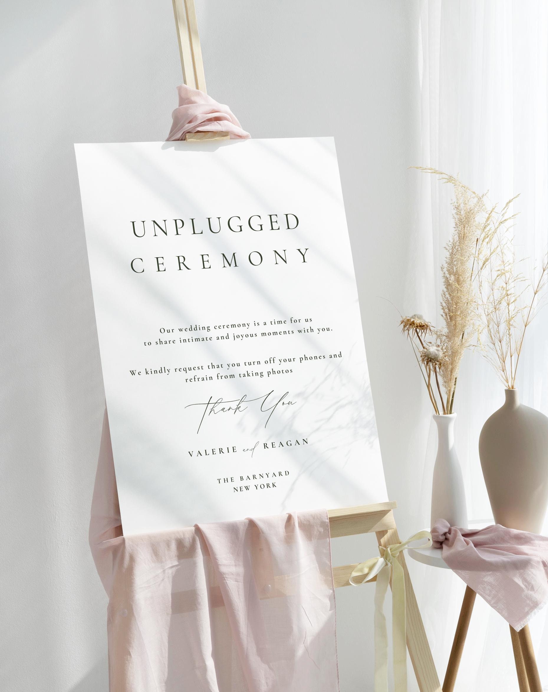 Unplugged Ceremony Sign Template, Editable in Canva, Wedding Ceremony ...