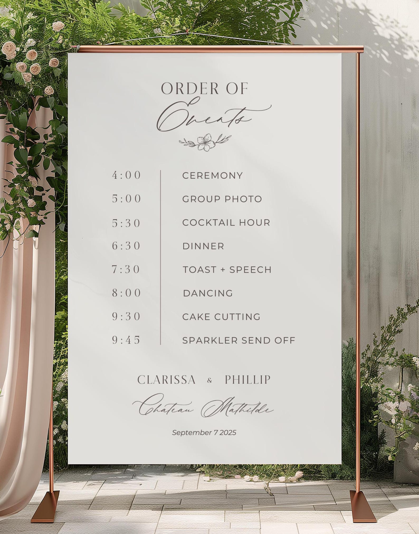 Elegant Wedding Order of Event Template, Editable Large Wedding Order ...