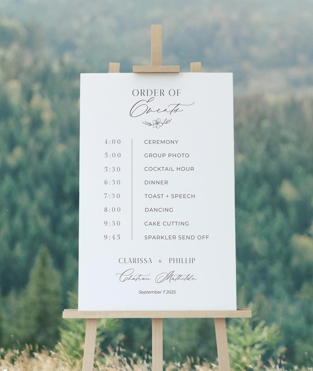 Elegant Wedding Order of Event Template, Editable Large Wedding Order ...