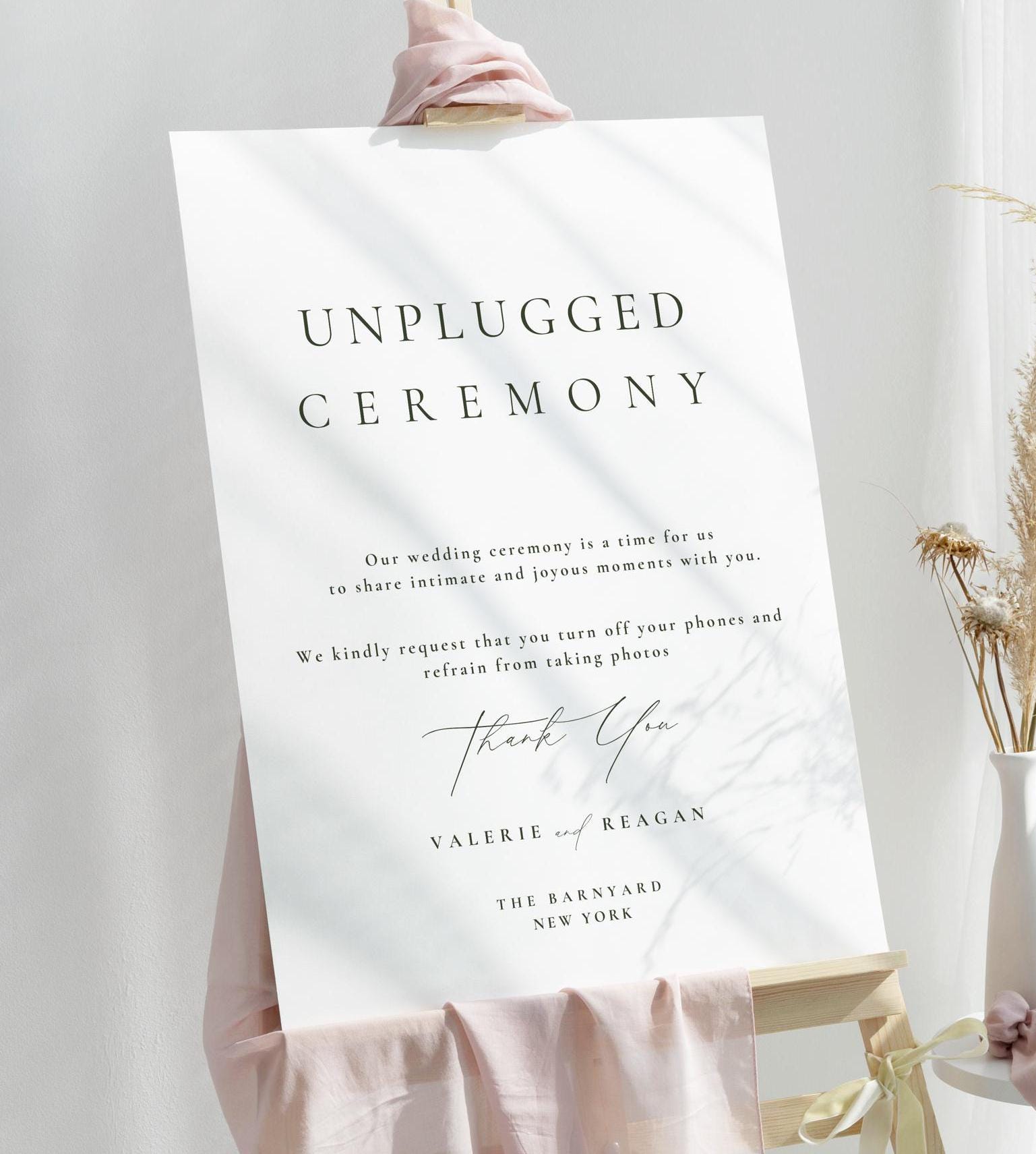 Unplugged Ceremony Sign Template, Editable in Canva, Wedding Ceremony ...