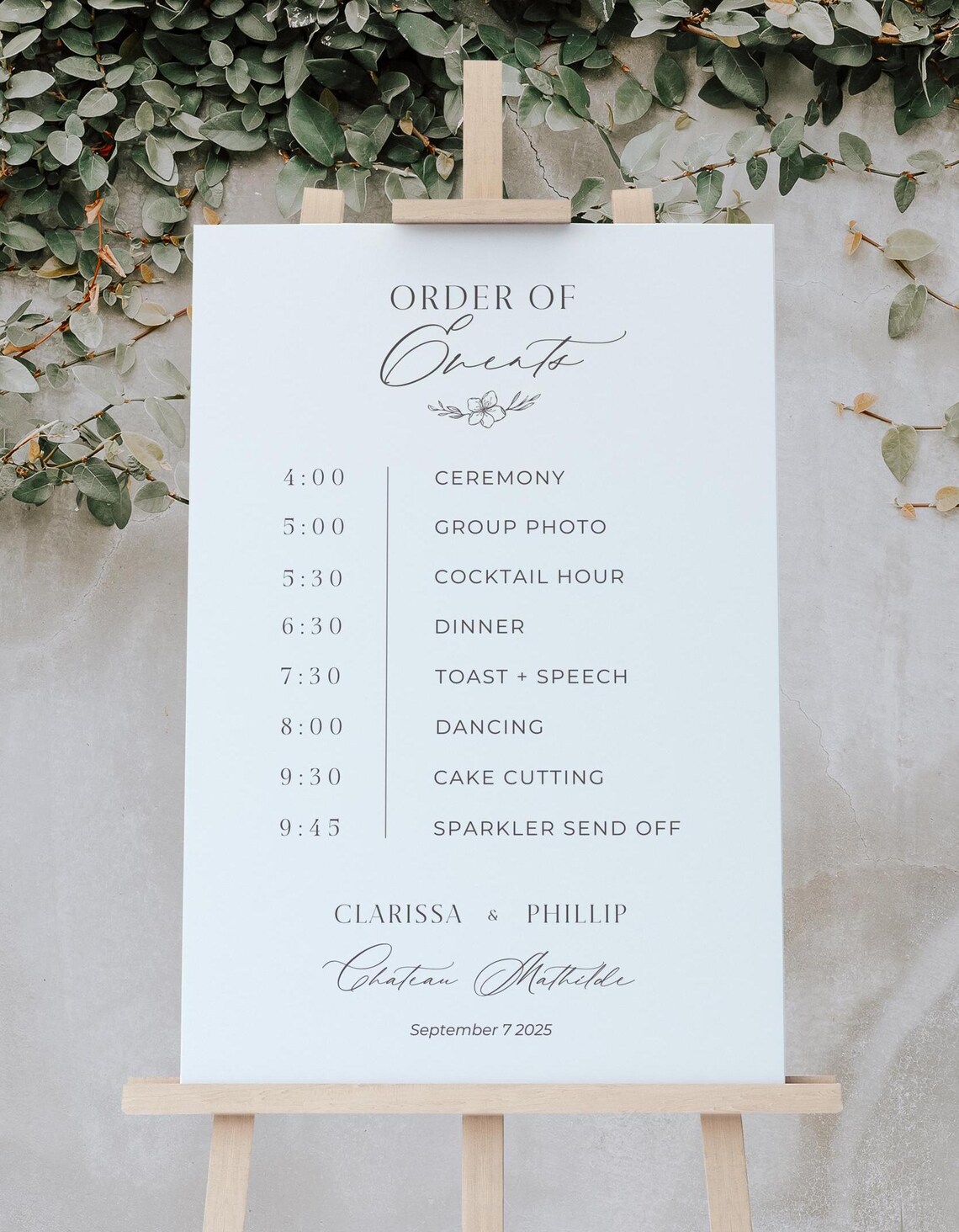Elegant Wedding Order of Event Template, Editable Large Wedding Order ...