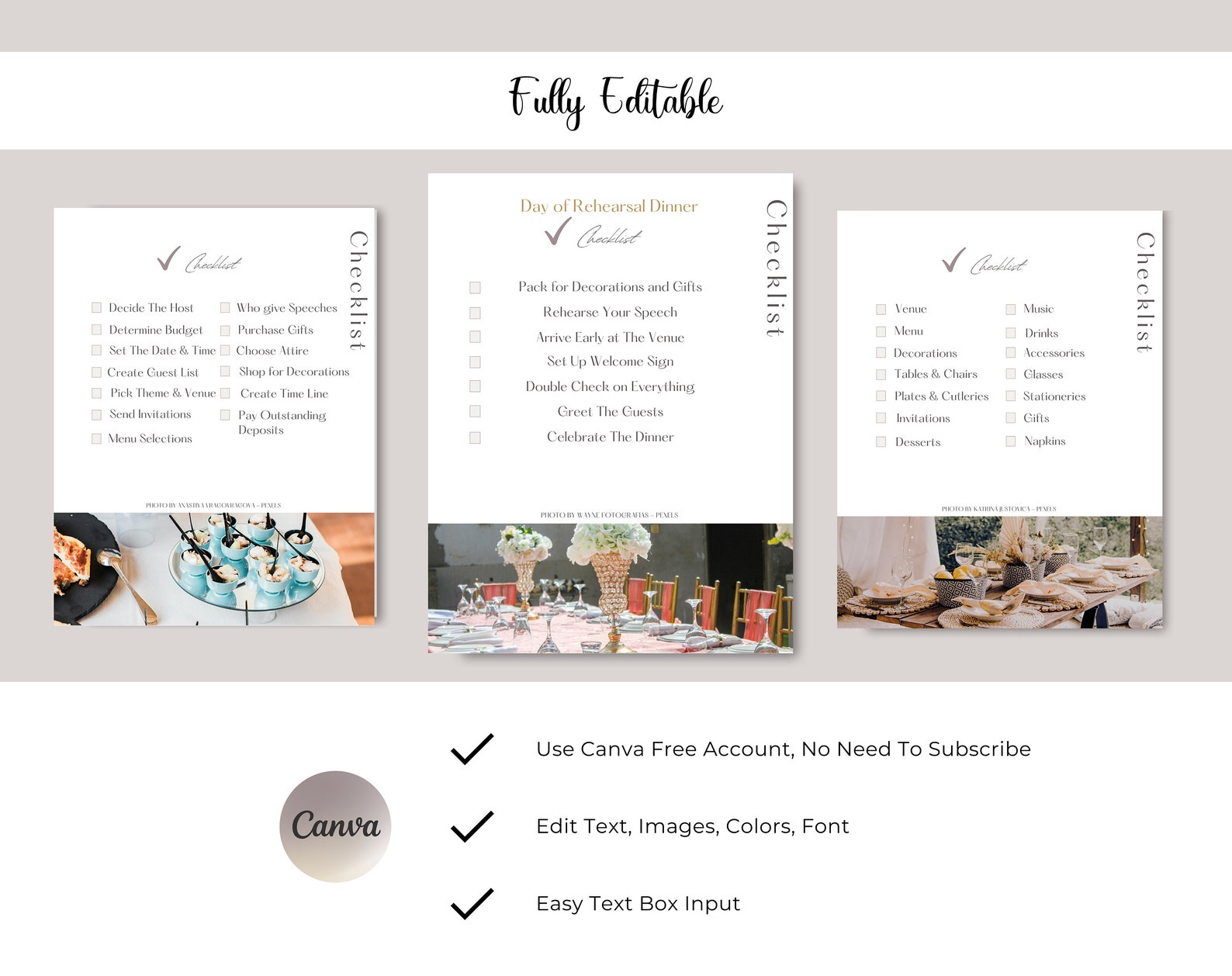 Editable Rehearsal Dinner Planner Minimalist Printable Wedding Planner ...