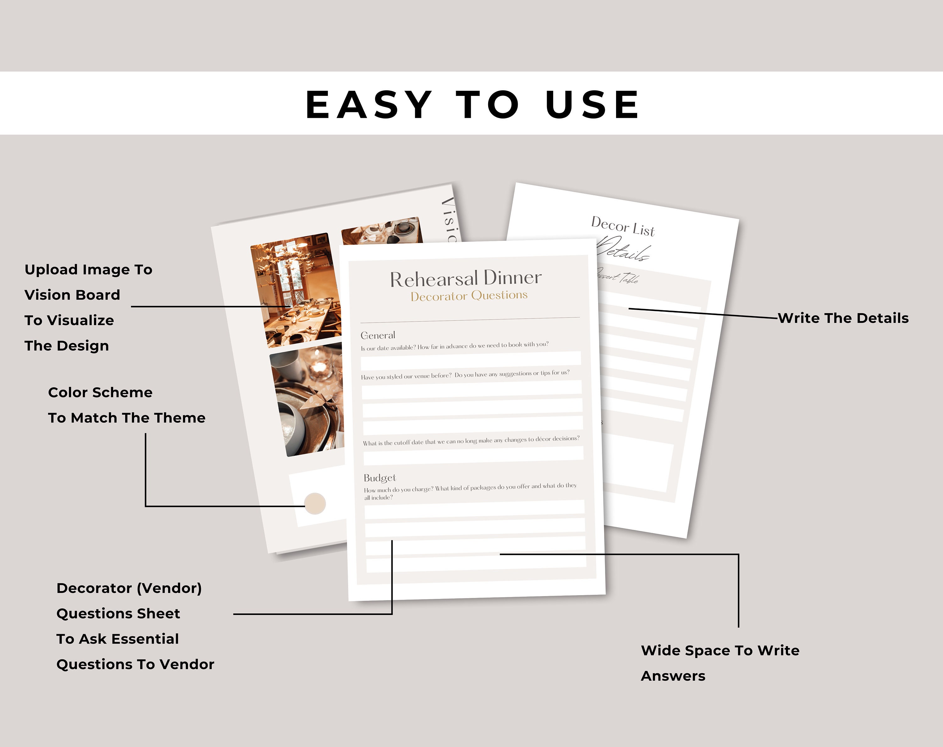 Editable Rehearsal Dinner Planner Minimalist Printable Wedding Planner ...