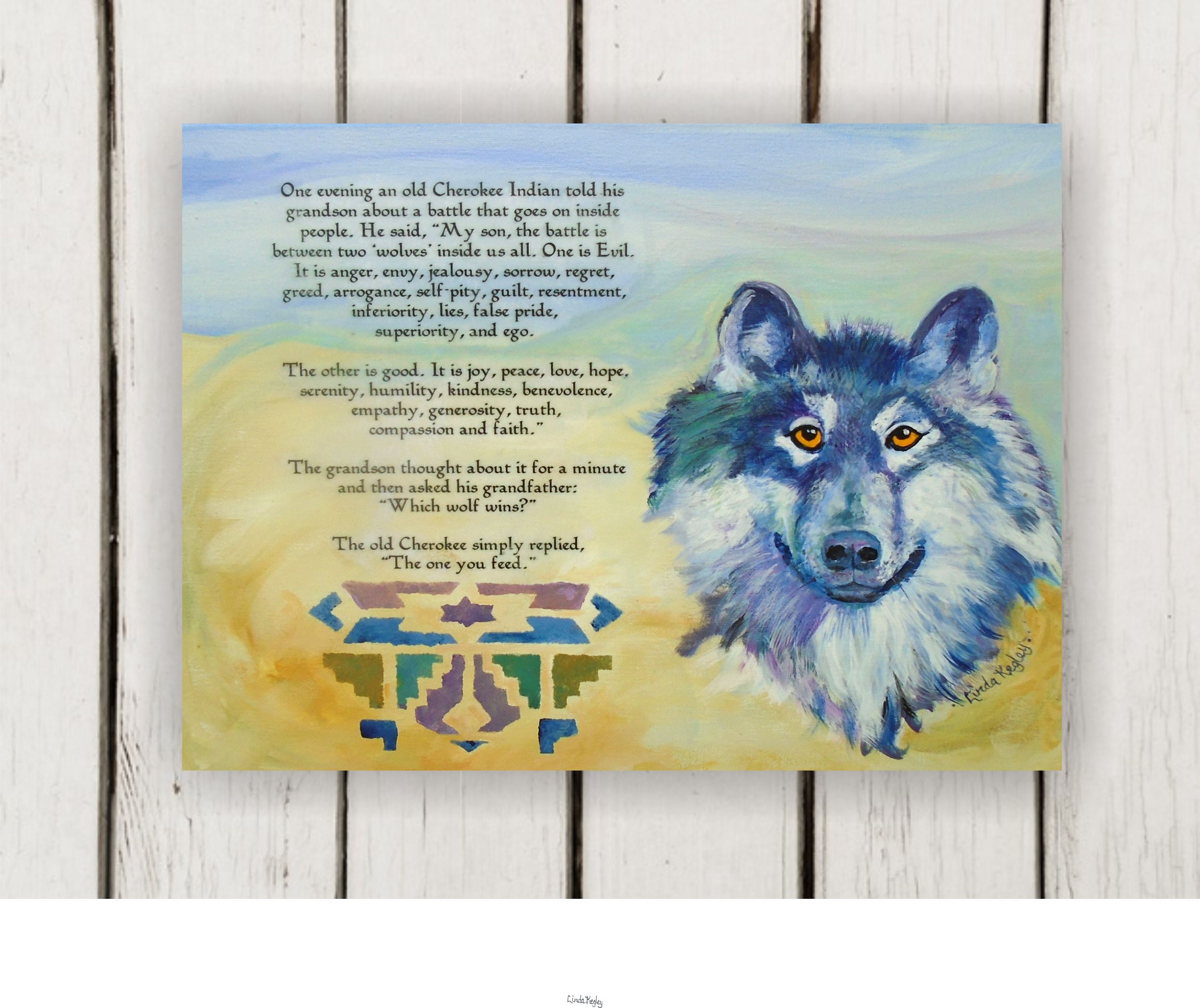 Print on Paper, Calligraphy, Wolf, Cherokee Saying, Gift, Art Print ...