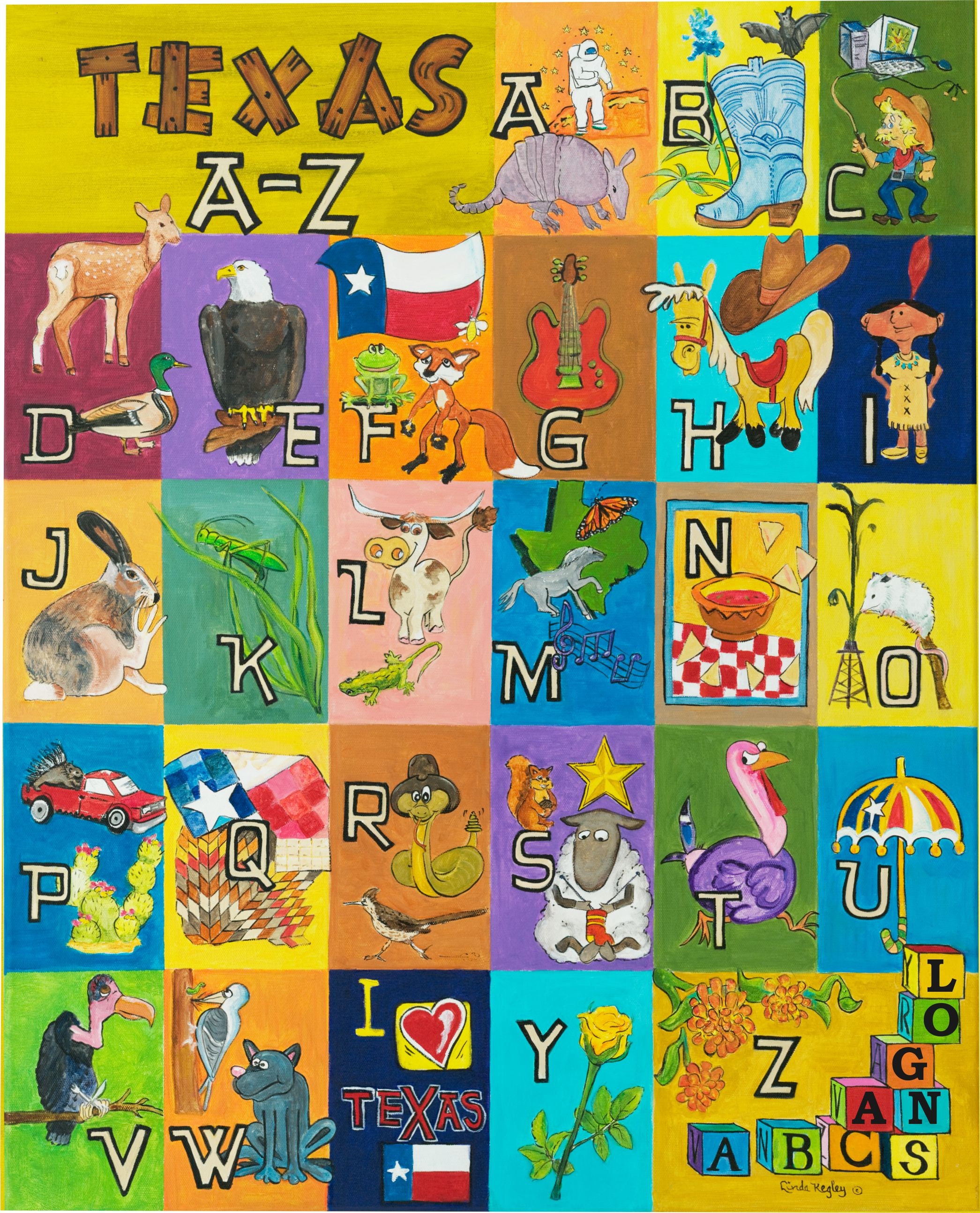 Texas ABC's ABC Art Nursery Decor Alphabet Art Texas | Etsy