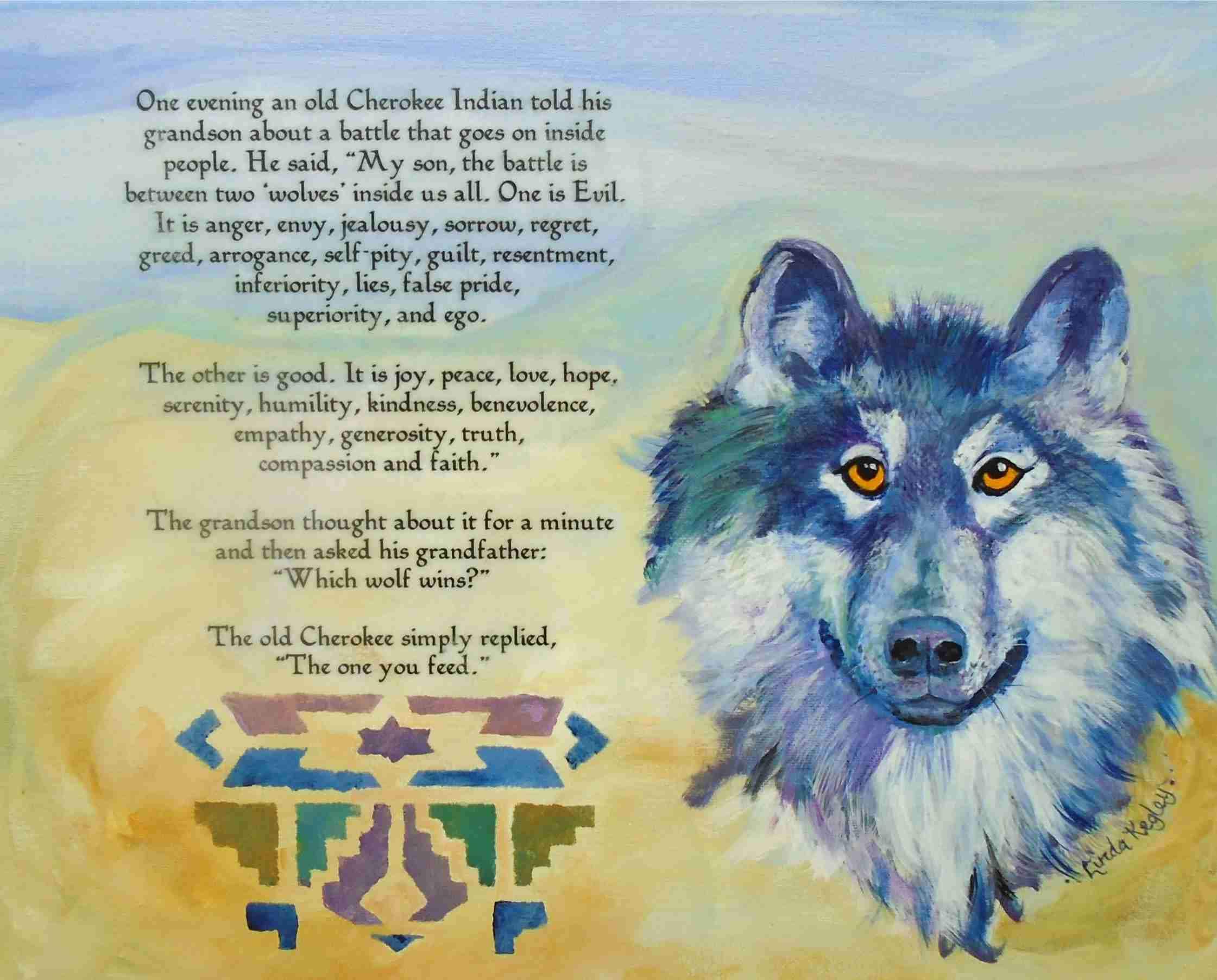 Print on Paper, Calligraphy, Wolf, Cherokee Saying, Gift, Art Print ...