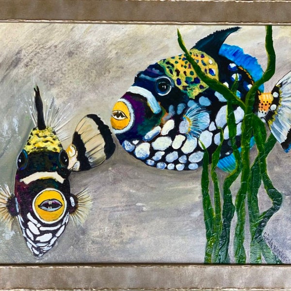 Mixed Media Fish Art - Etsy