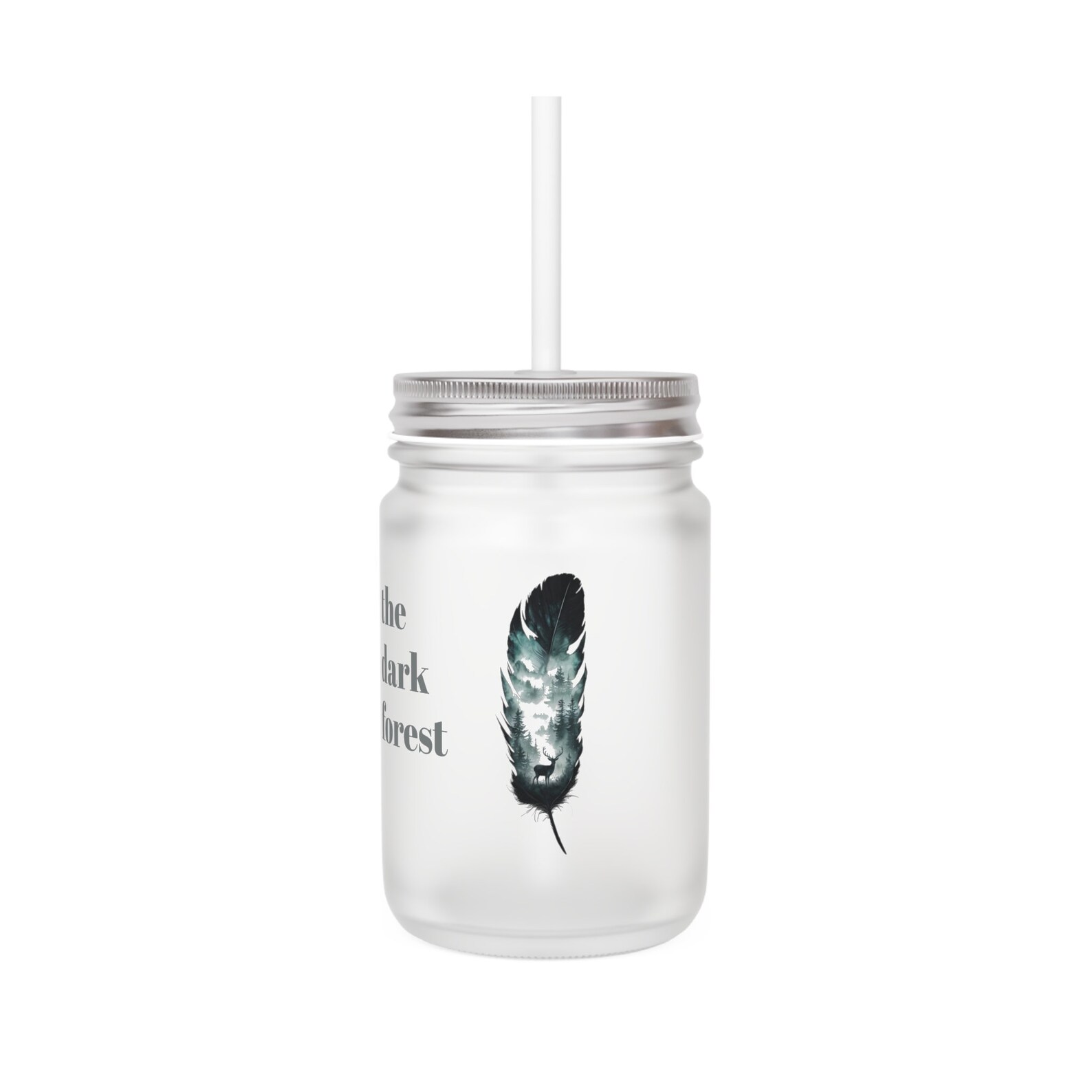 Mason Jar Forest Symbol A Leaf With a Background of a Forest and a Deer ...