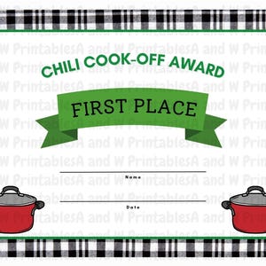 Chili Cook off Ballot, Pot Number Cards, Signage and Award Certificates ...