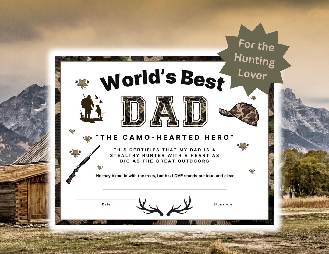 World's Best Dad Certificate for the Hunting Lover, Fathers Day ...