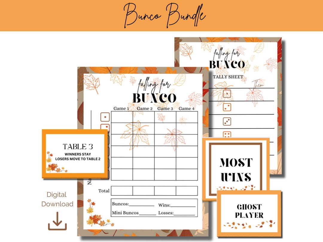 Bunco Fall Theme Game Bundle, Printable Bunco, Thanksgiving Games ...
