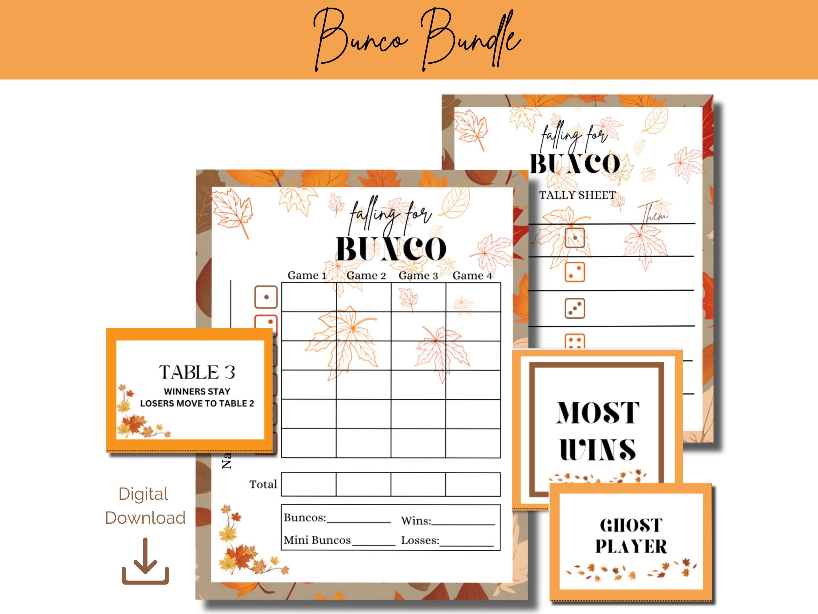 Bunco Fall Theme Game Bundle, Printable Bunco, Thanksgiving Games ...