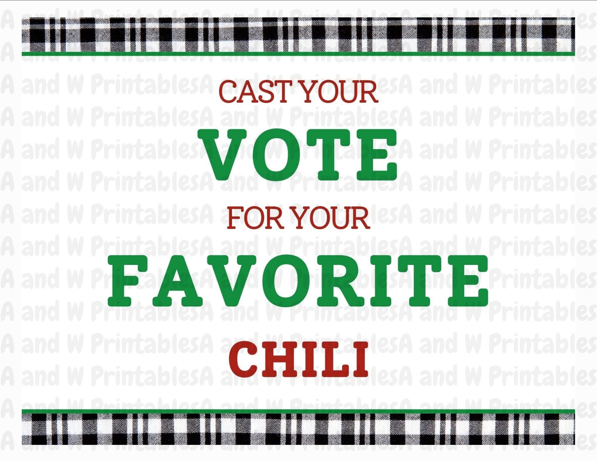 Chili Cook off Ballot, Pot Number Cards, Signage and Award Certificates ...