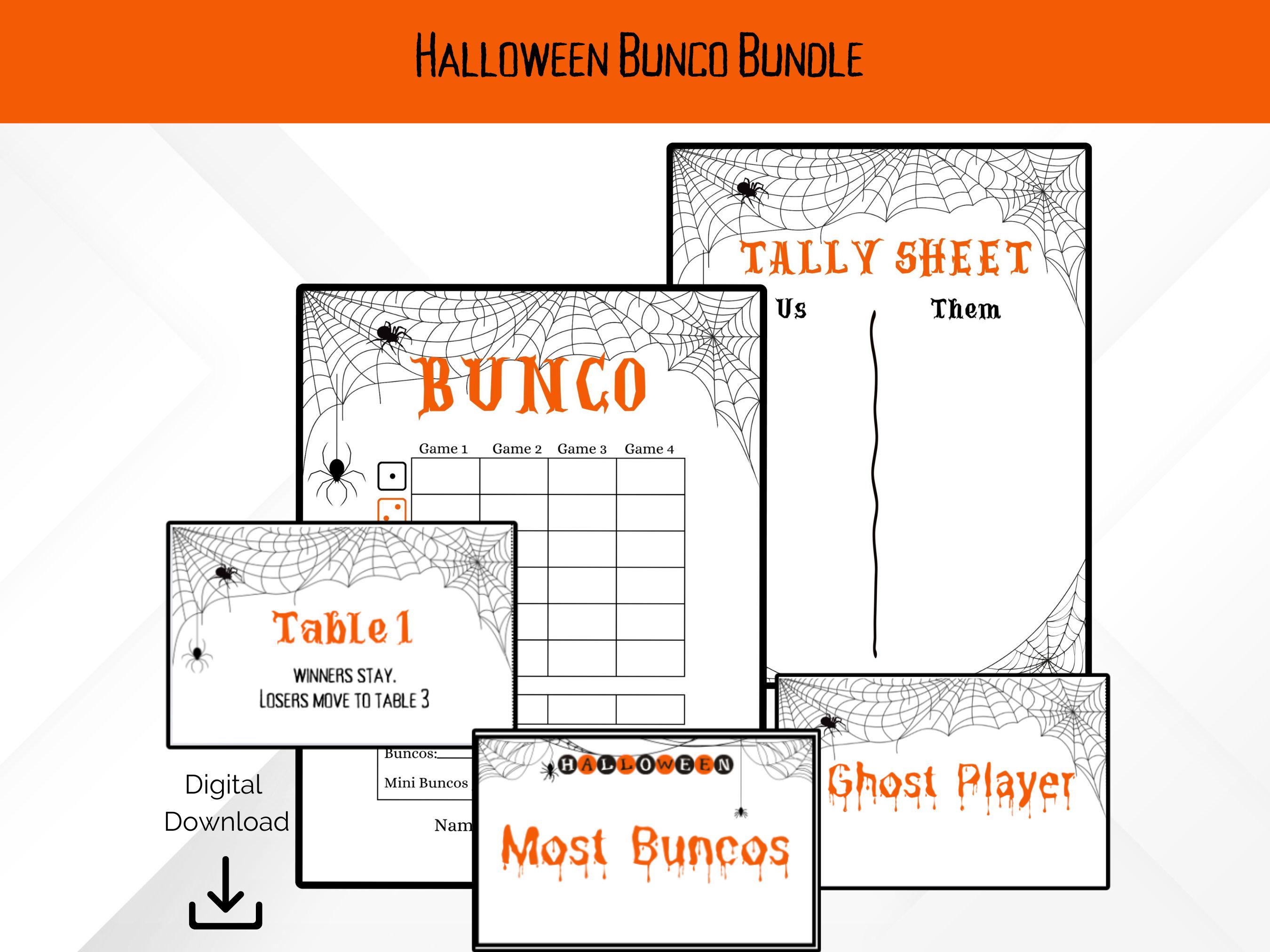 Halloween Theme Bunco Printable Bundle, October Bunco, Score Cards ...