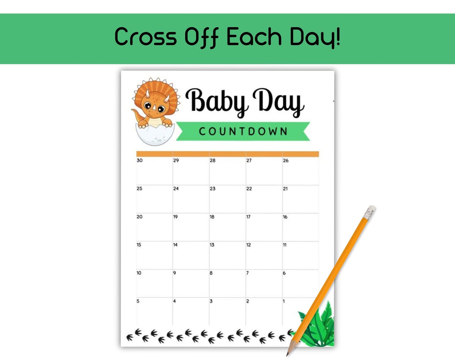 Dinosaur Themed Baby Countdown Calendar, Baby Arrival Countdown ...