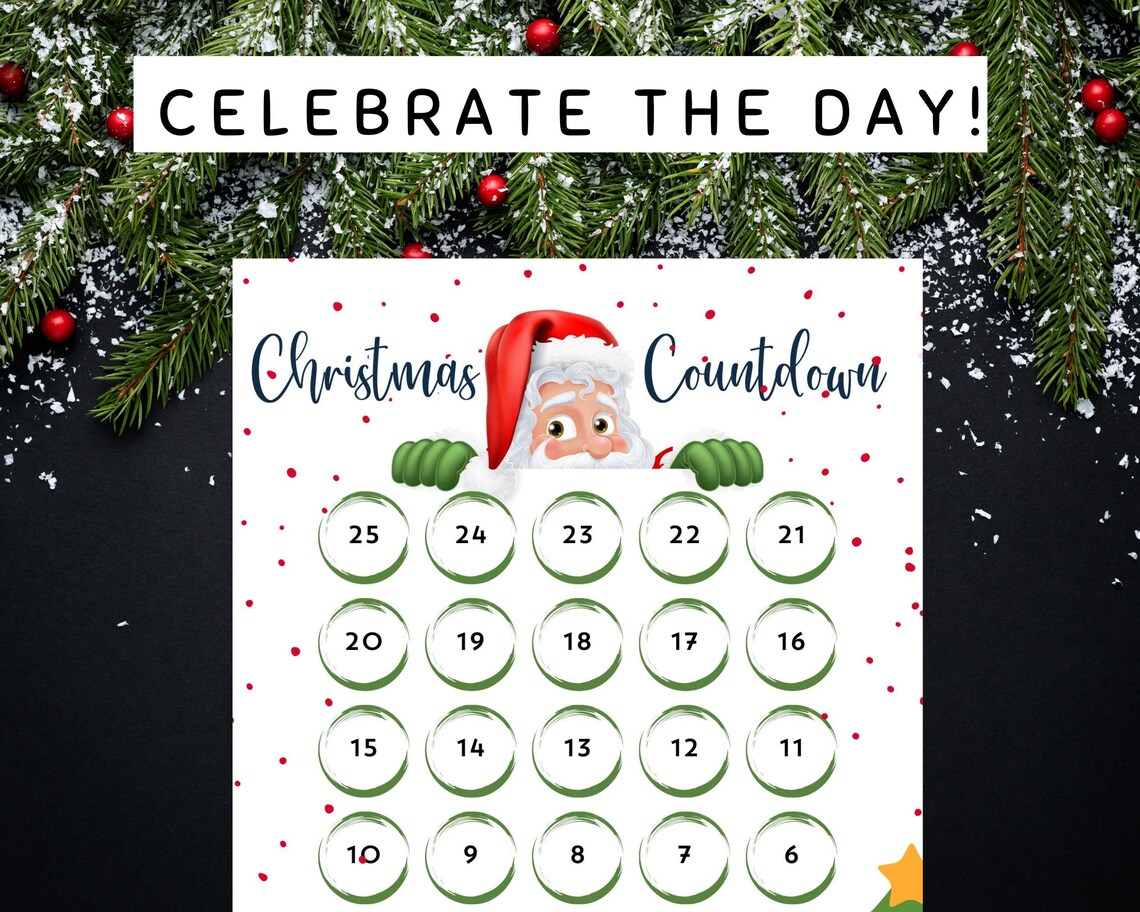25 Day Countdown to Christmas Calendar Page, Christmas Countdown ...
