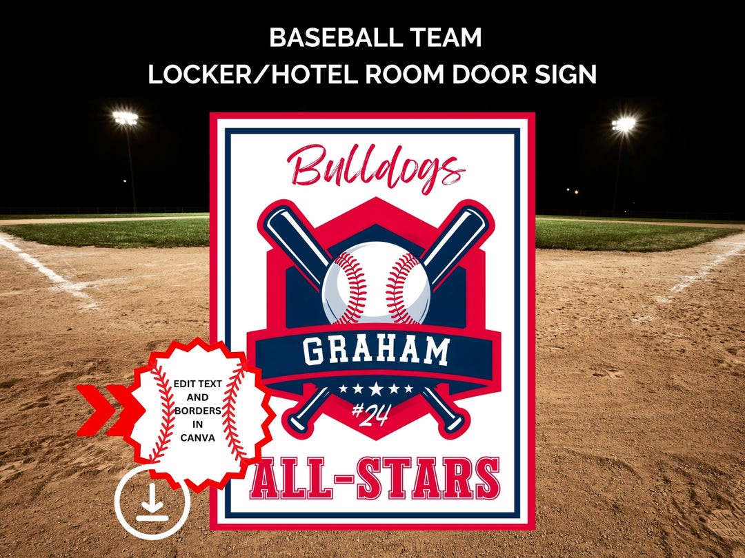 Baseball Locker Sign Template, Baseball Locker Decorations, Travel ...