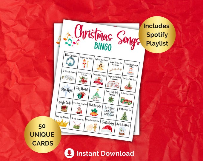 Christmas Song Bingo, Christmas Party Game, 30 Printable Christmas Song ...