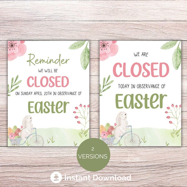 Closed for Easter Signs - Etsy