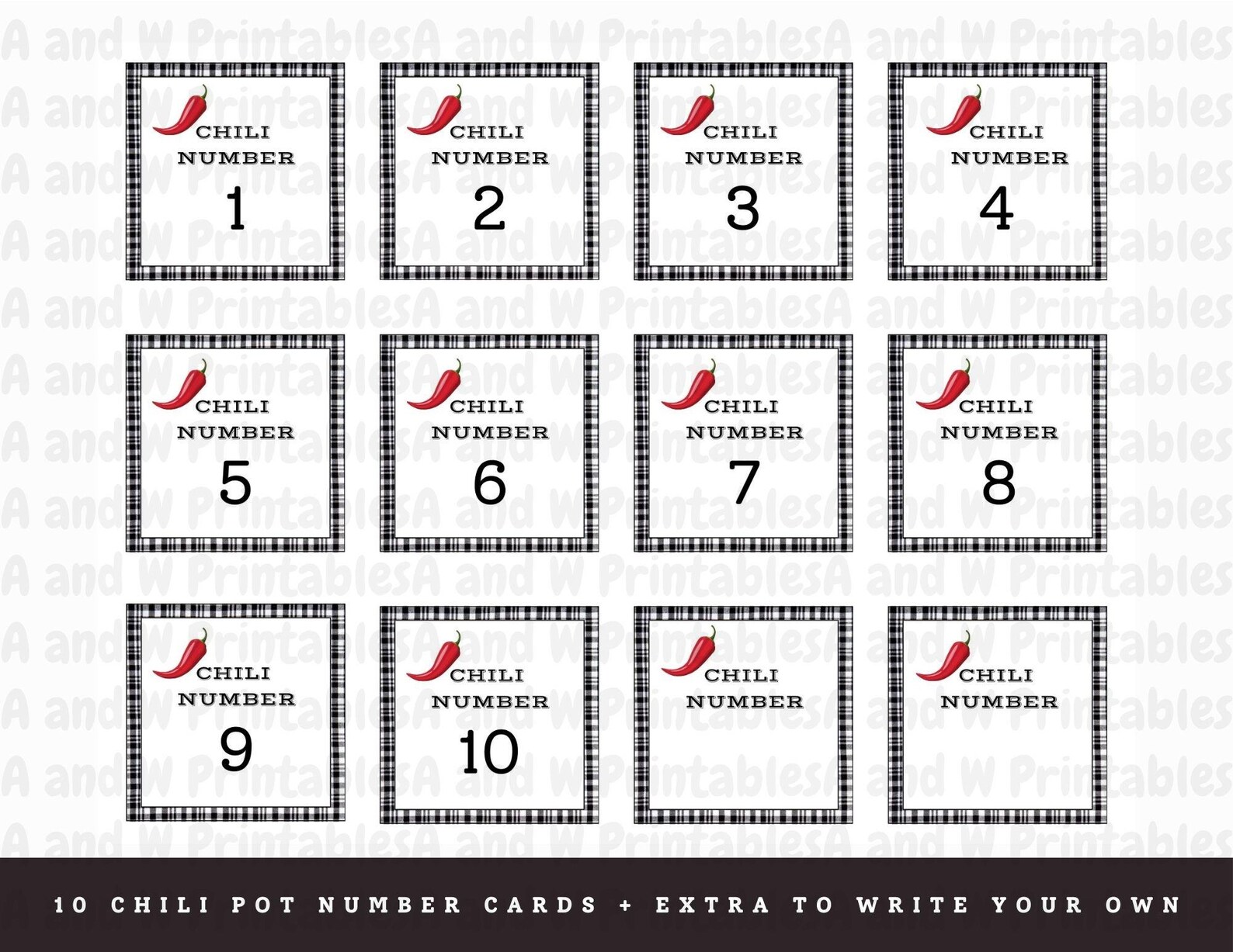 Chili Cook off Ballot, Pot Number Cards, Signage and Award Certificates ...