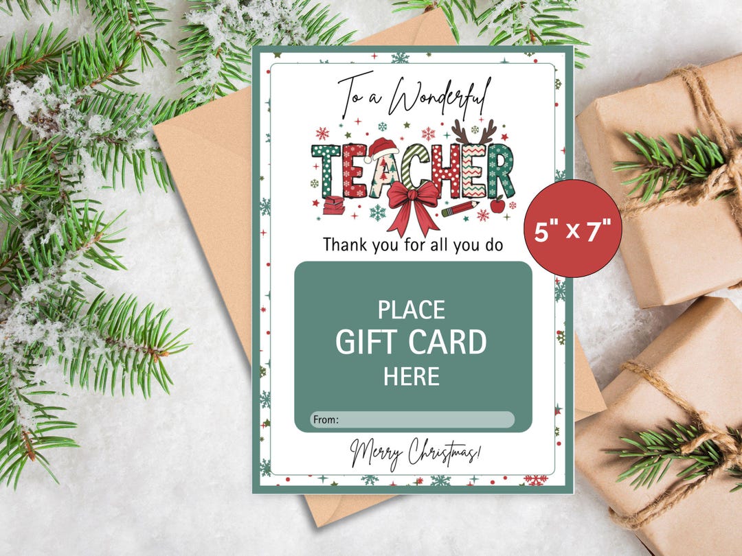 Teacher Christmas Gift Card Holder, Teacher Appreciation Gift Card ...
