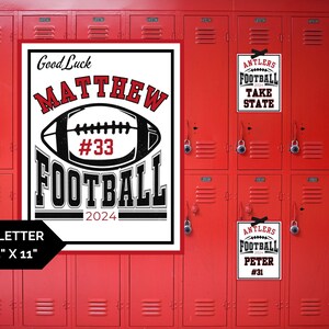 Football Player Locker Sign Template for School Lockers, Locker Room ...