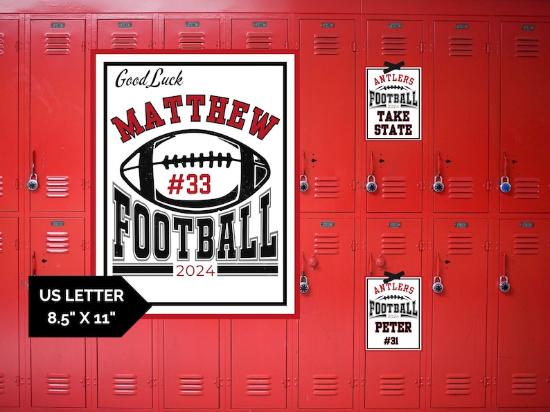 Football Player Locker Sign Template for School Lockers, Locker Room ...