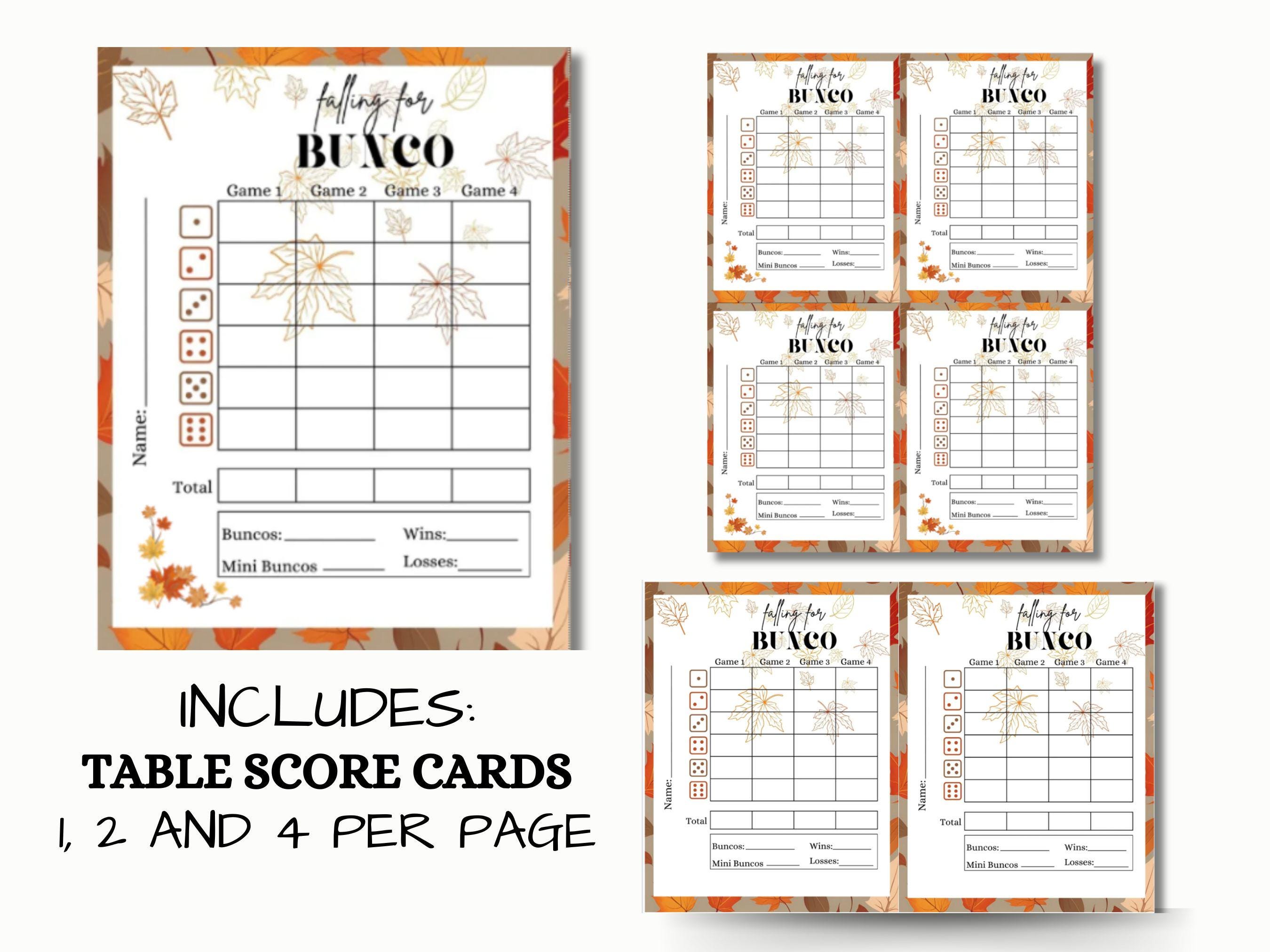 Bunco Fall Theme Game Bundle, Printable Bunco, Thanksgiving Games ...