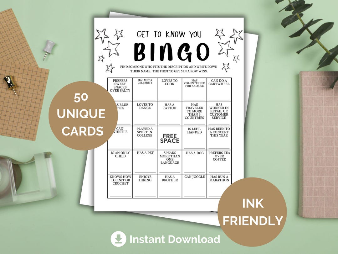 Get to Know You Bingo, Find Someone Who Bingo, Find the Guest Bingo ...