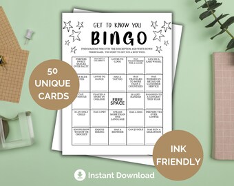Find the Guest Human Bingo, Get to Know You Icebreaker Party Games ...