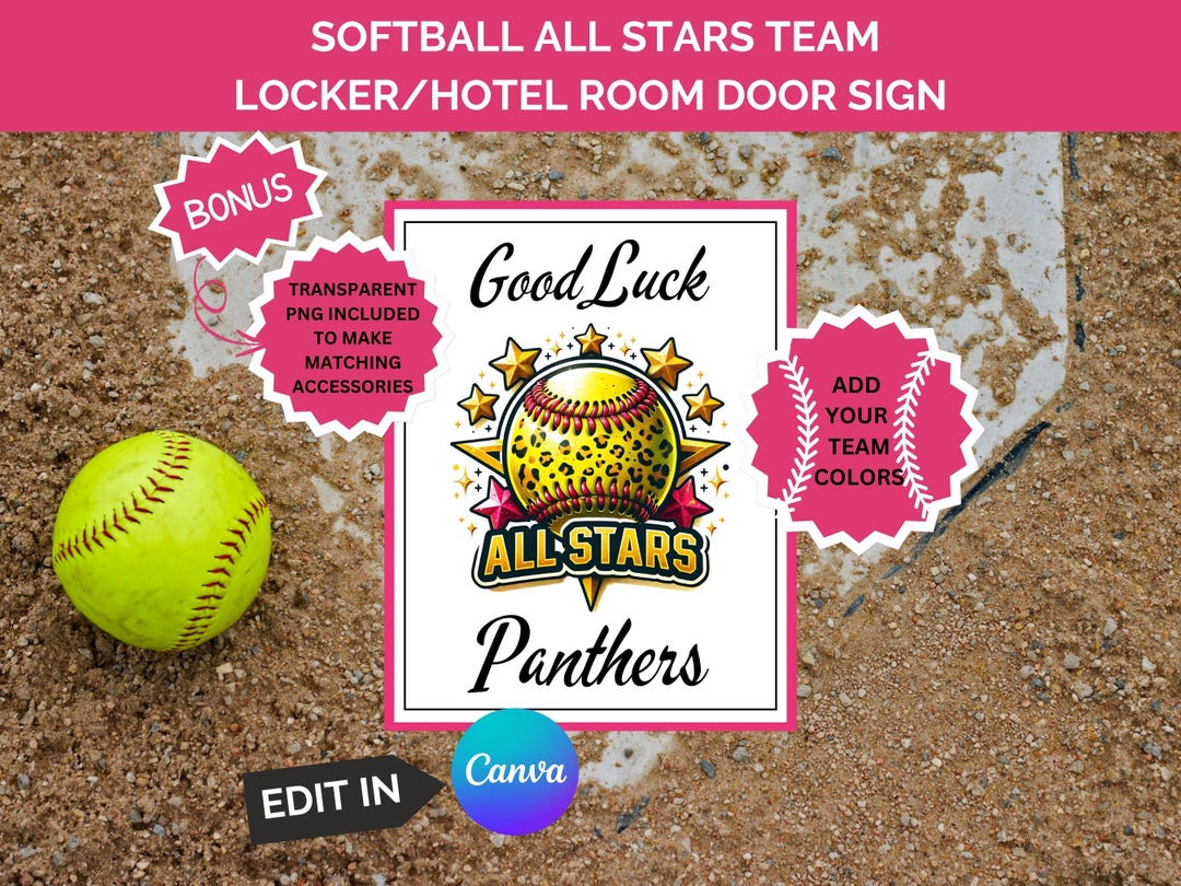 Softball All Stars Locker Sign Template, All Stars PNG Design Softball ...