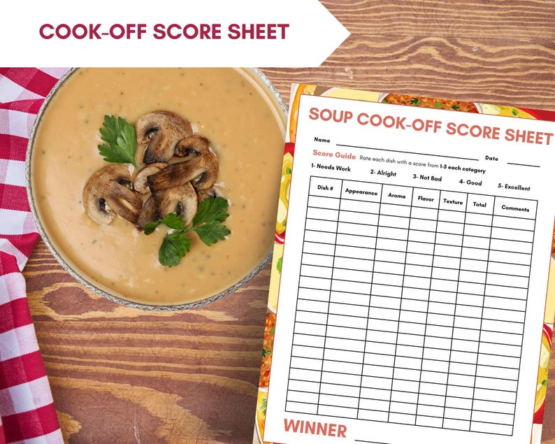Soup Cook off Ballot, Pot Number Cards, Signage and Award Certificates ...