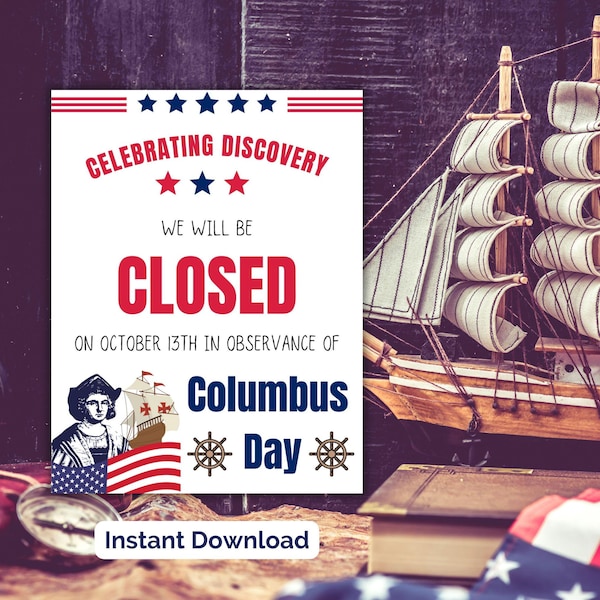 Closed Columbus Day Sign - Etsy