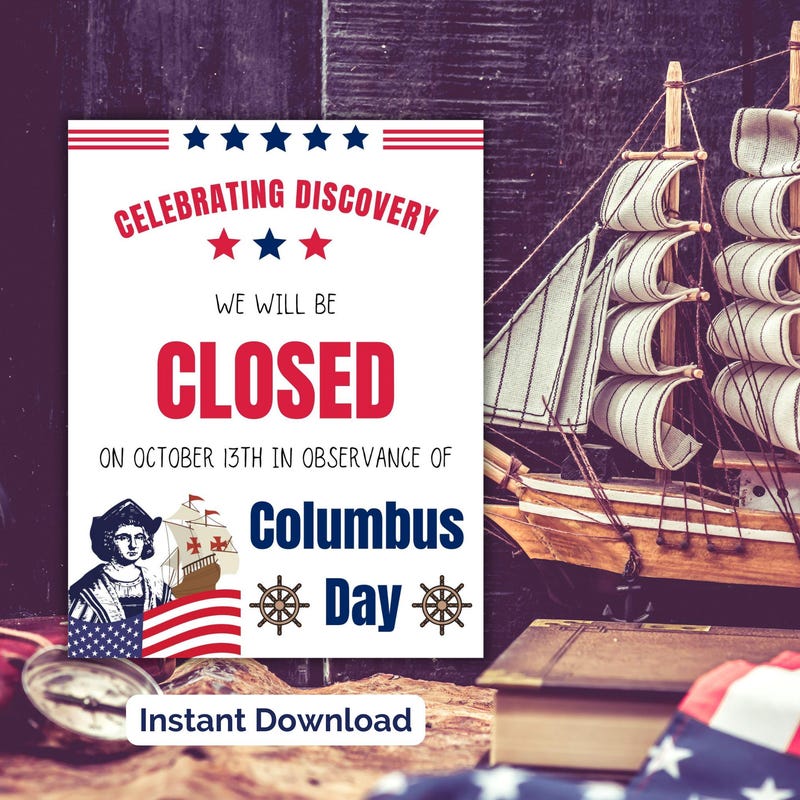 Closed Columbus Day Sign - Etsy