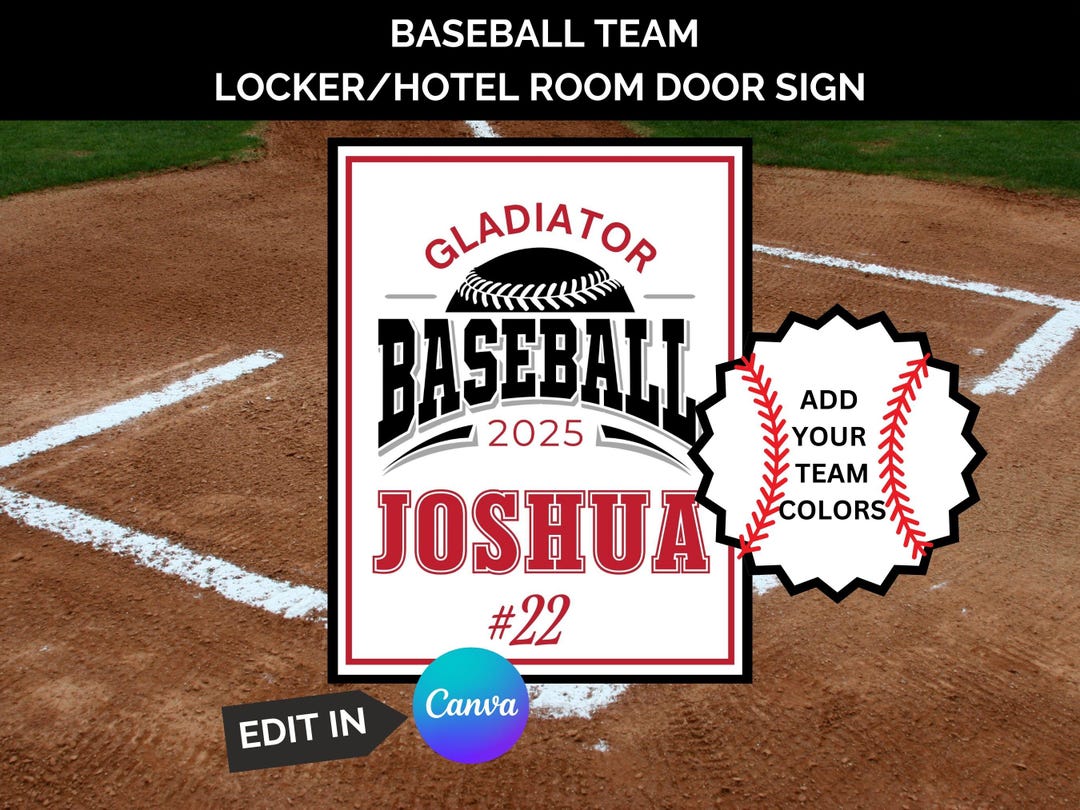 Baseball Locker Sign Template, Baseball Locker Decorations, Travel ...
