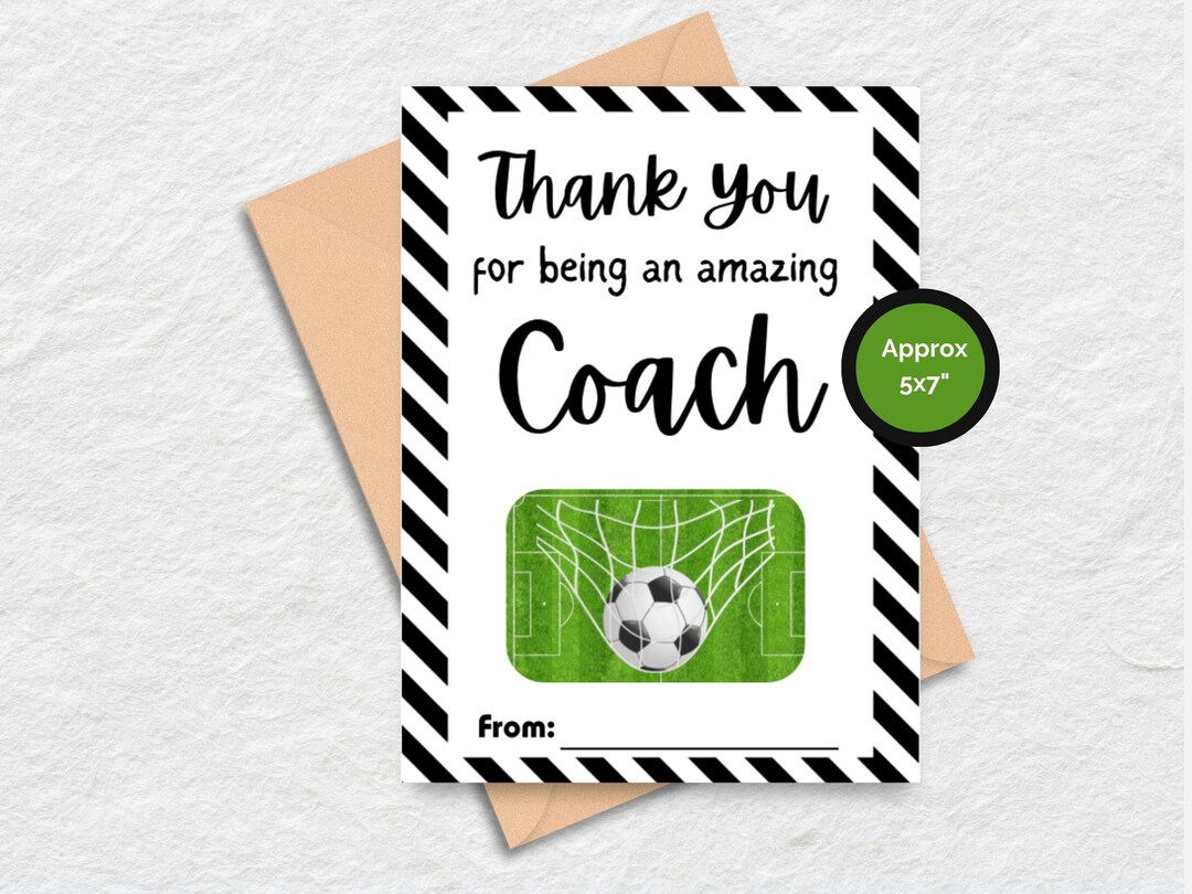 Soccer Coach Thank You Gift Card Holder Printable, Soccer Coach Thank ...