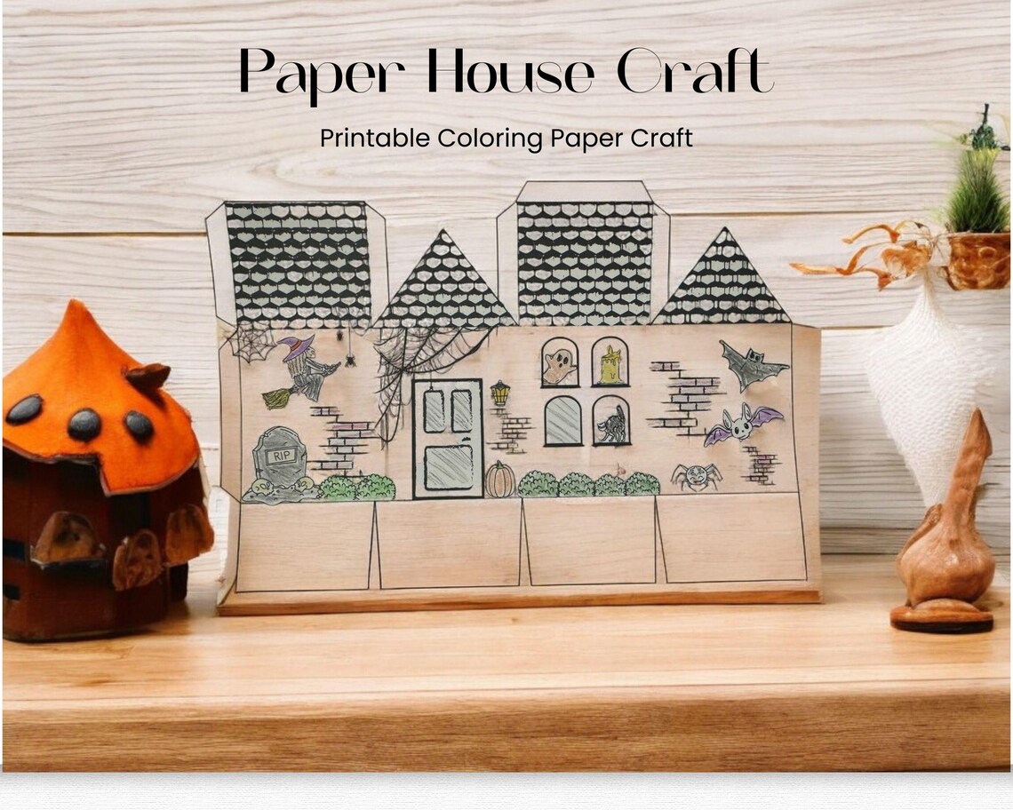 Spooky House Paper Craft for Kids, 3D Paper Craft, Halloween Paper ...