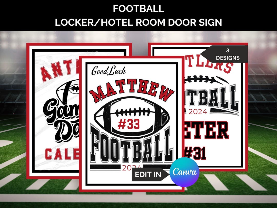 Football Player Locker Sign Template for School Lockers, Locker Room ...