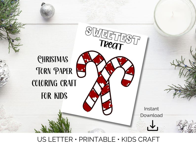 DIY Christmas Craft for Kids, Torn Paper Christmas Craft, Torn Paper ...