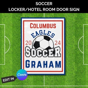 SOCCER Player Locker Sign Template for School Lockers, Locker Room ...