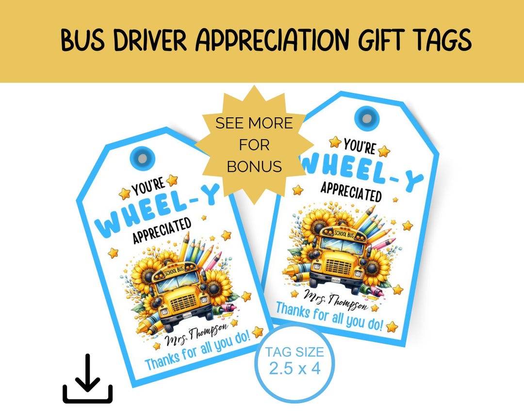 Bus Driver Appreciation Gift Tag and Gift Card Holder Bundle, Back to ...