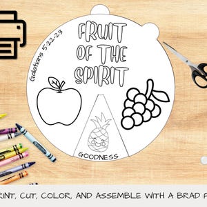 Fruit of the Spirit Spinner Coloring Wheel, Kids Church Craft Printable ...